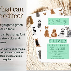 Editable Puppy Dog Birthday Invitation Template Puppy Invitation Pawty ...