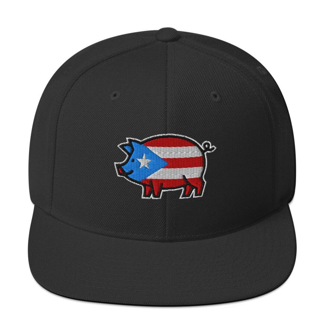 Puerto Rico Lechon Snapback Hat With Embroidered Coffee Maker Design ...