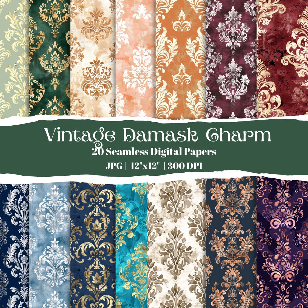 Luxury Damask Digital Paper Pack: Vintage Baroque Patterns (digital ...