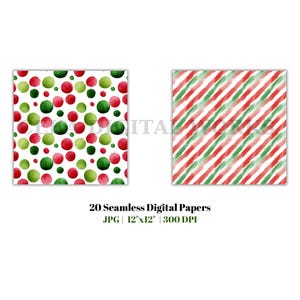 Festive Red & Green Christmas Seamless Digital Paper Set, 20 Holiday ...