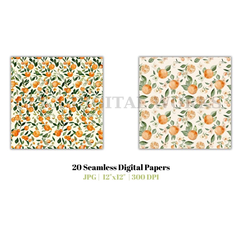 Watercolor Fruit Digital Paper, Seamless Tropical Patterns With Exotic ...
