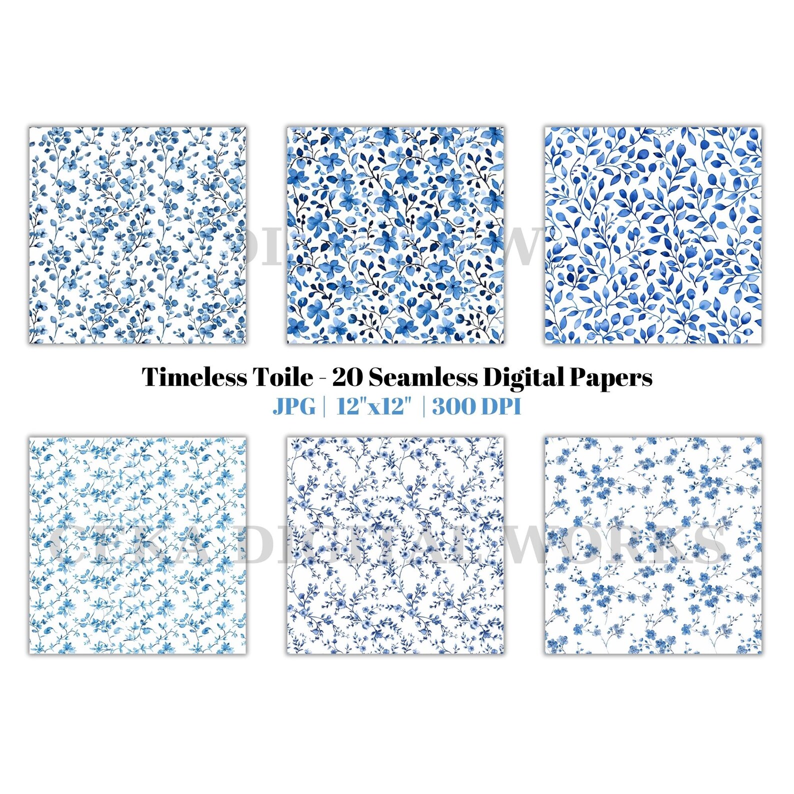 100 Watercolor Floral Digital Papers: Seamless Flower Backgrounds ...