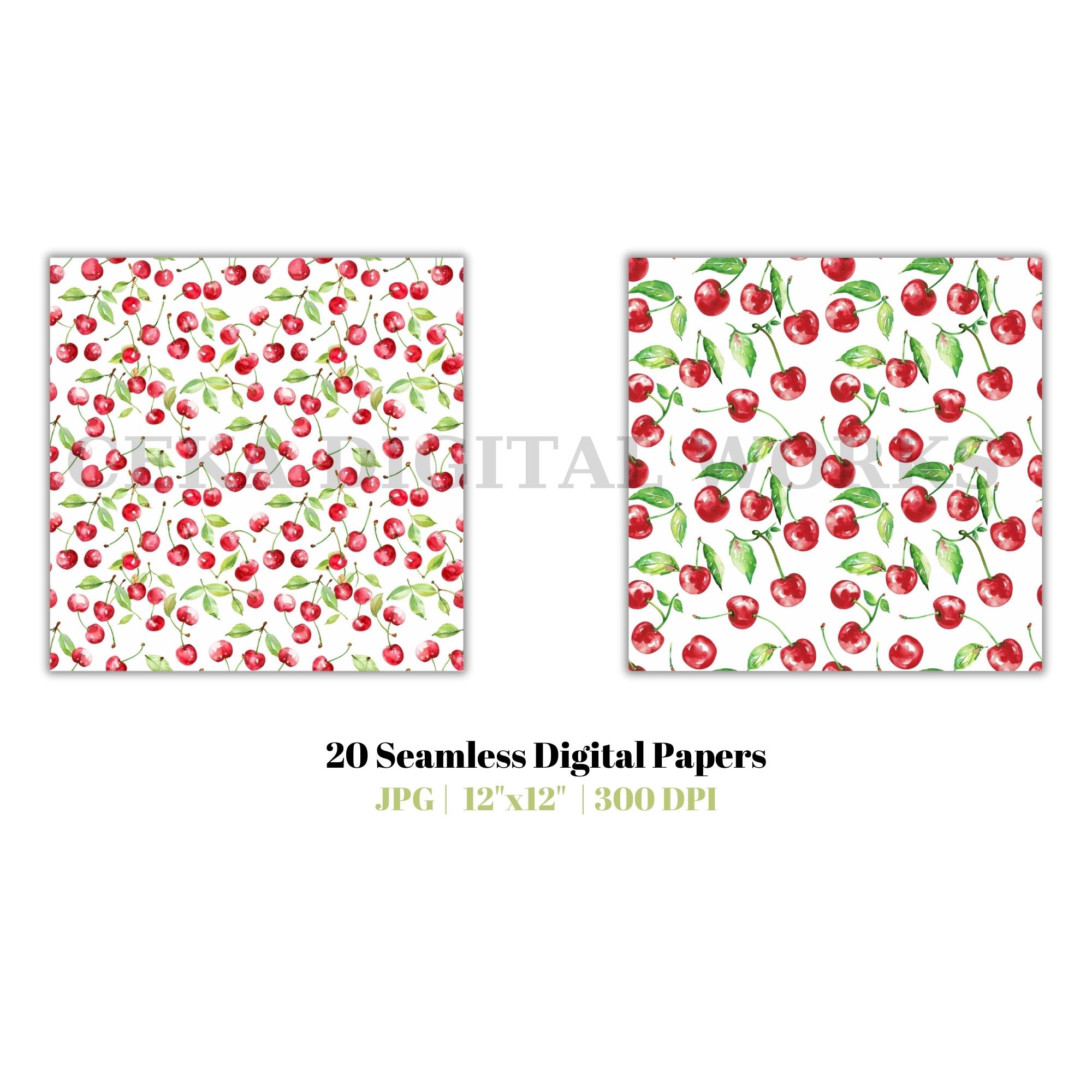 Fruit-themed Digital Paper Pack, Seamless Watercolor Patterns With ...