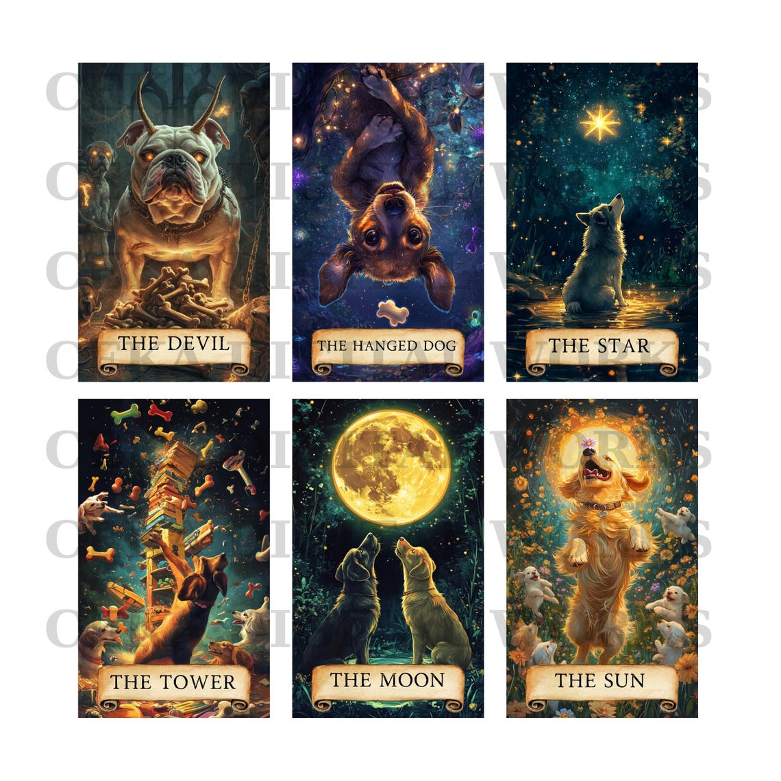 Dog-themed 22 Major Arcana Tarot Cards Digital Download - Unique Pet ...