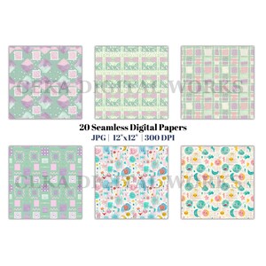 Geometric Pattern Digital Paper Set, 20 Seamless Abstract Backgrounds ...