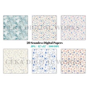 Blue Floral Seamless Digital Paper, Seamless Tiny Flower Patterns ...
