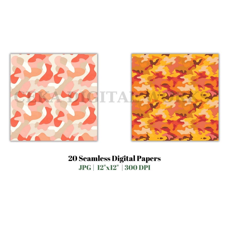 Colorful Camouflage Digital Paper Pack, Seamless Military Camo Patterns ...