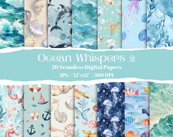 Beach Sunset | Seamless Patterns | Instant Download | Printable Digital ...