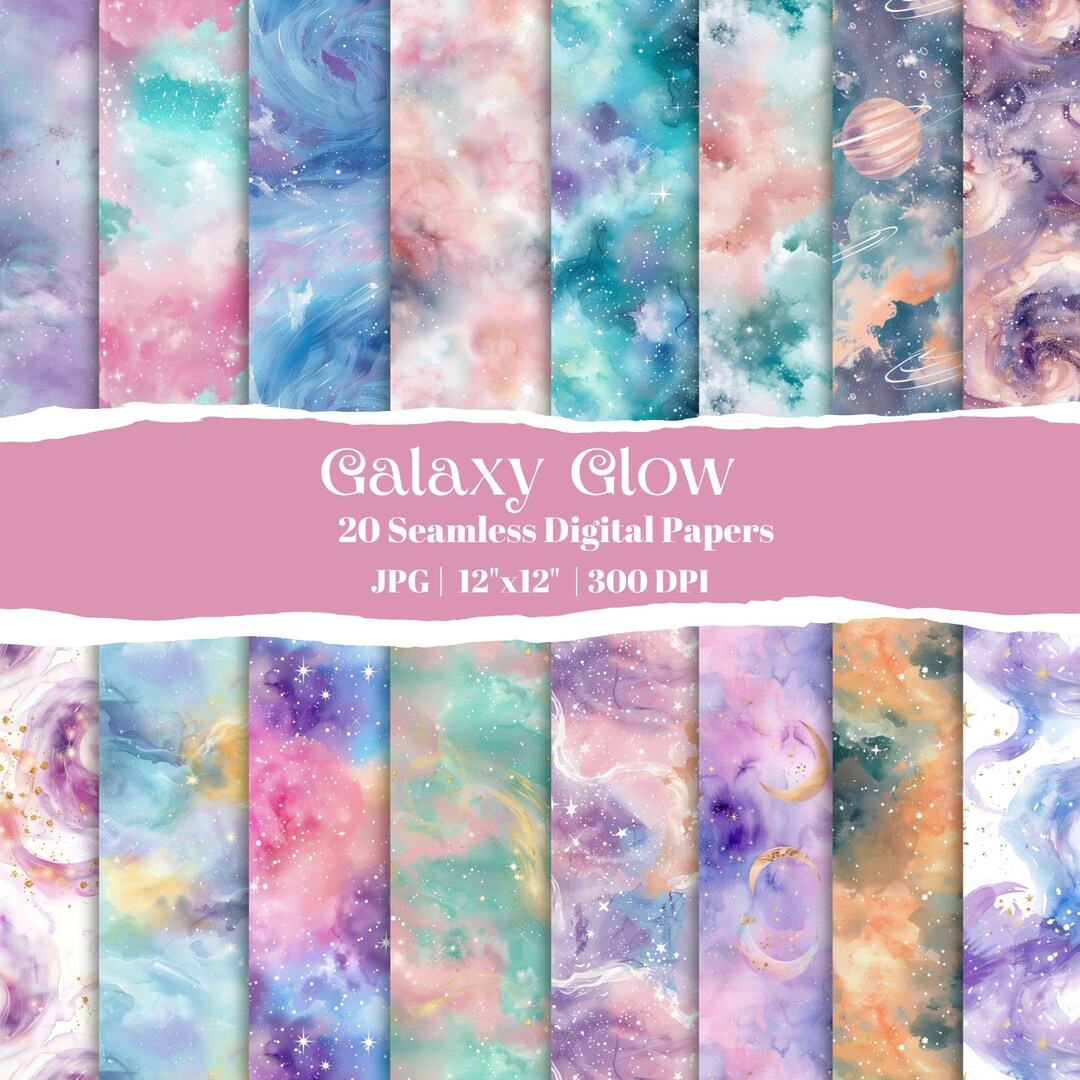 Galaxy Digital Paper Bundle, Colorful Starry Sky Backgrounds for ...