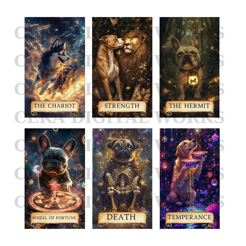 Dog-themed 22 Major Arcana Tarot Cards Digital Download - Unique Pet ...