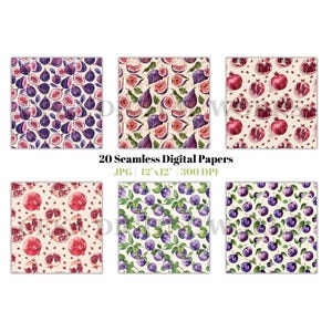 Fruit-themed Digital Paper Pack, Seamless Watercolor Patterns With ...
