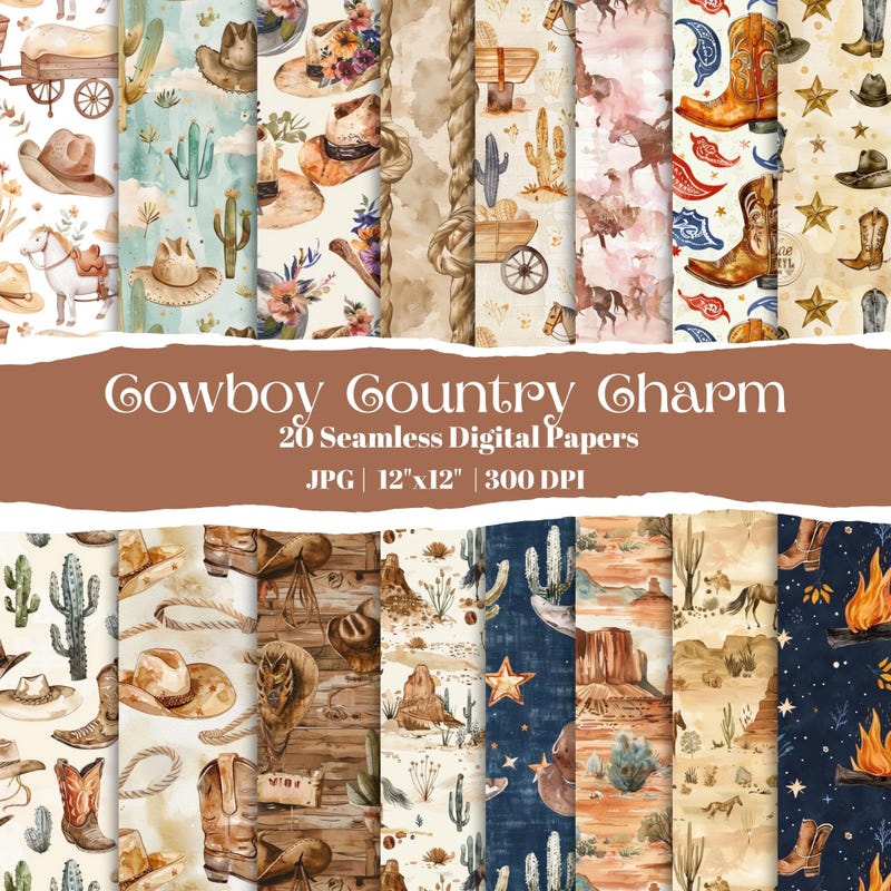 Digital Cowboy Craft Paper - Etsy