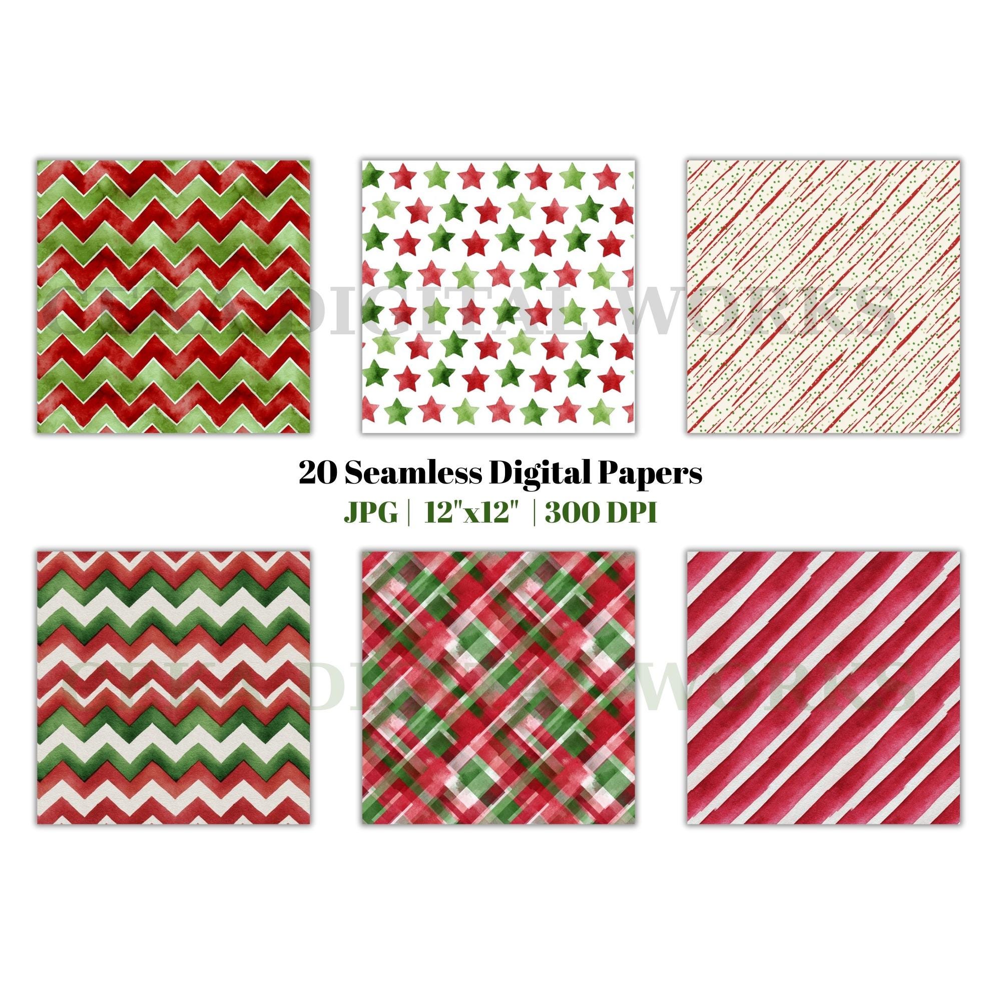 Festive Red & Green Christmas Seamless Digital Paper Set, 20 Holiday ...