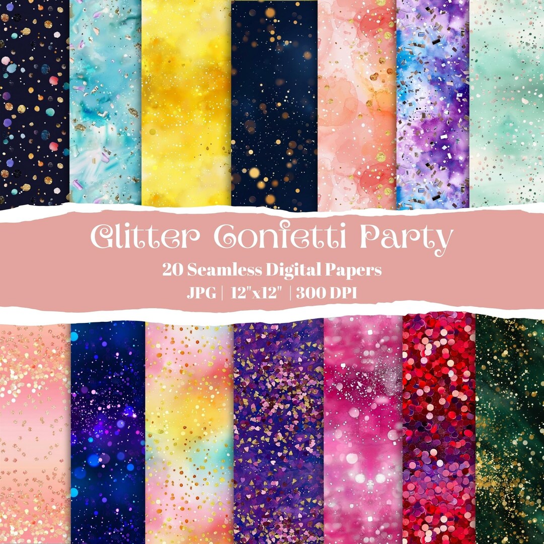 Glitter Seamless Digital Paper, Party Backgrounds, Sparkle Confetti ...