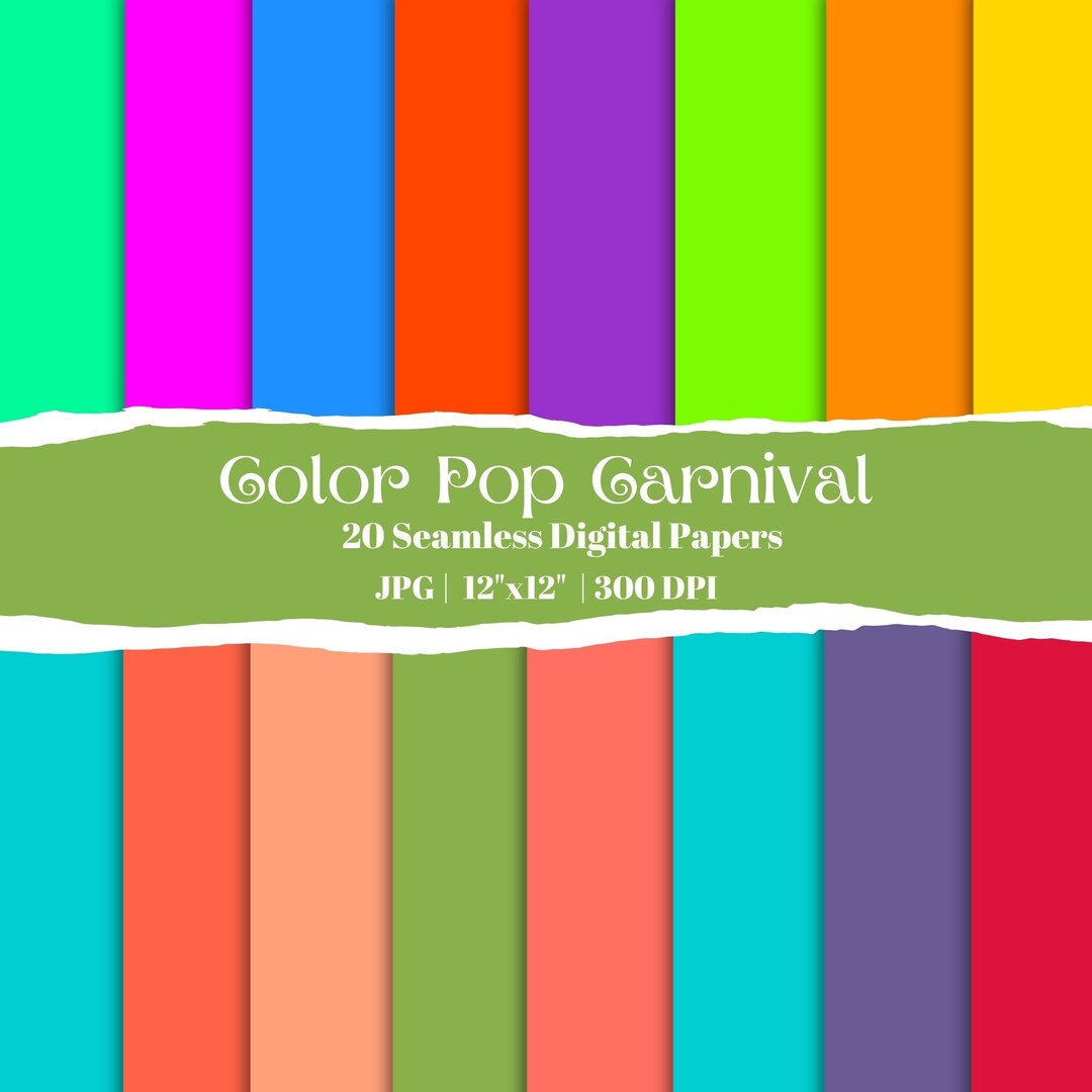 Rainbow Digital Paper Set: Bold Colors, Seamless Backgrounds (JPG ...