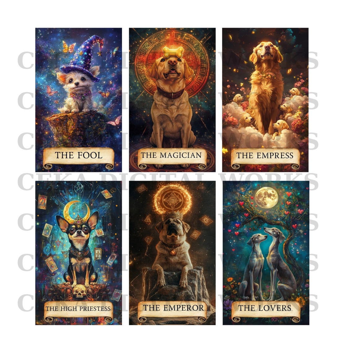 Dog-themed 22 Major Arcana Tarot Cards Digital Download - Unique Pet ...