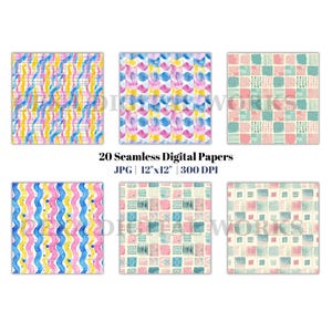 Geometric Pattern Digital Paper Set, 20 Seamless Abstract Backgrounds ...