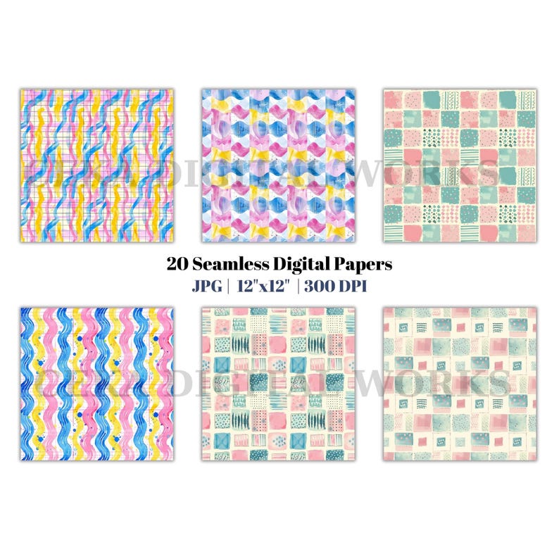 Geometric Pattern Digital Paper Set, 20 Seamless Abstract Backgrounds ...