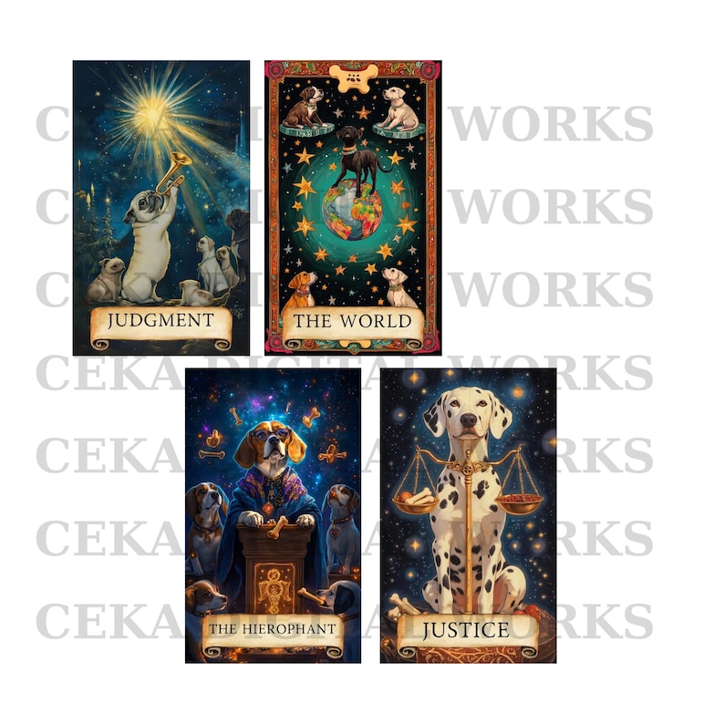 Dog-themed 22 Major Arcana Tarot Cards Digital Download - Unique Pet ...