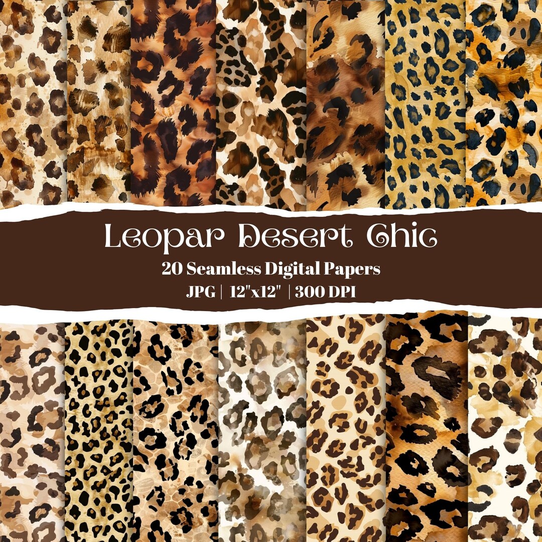 Leopard Safari Print Digital Paper, Wild Animal Seamless Backgrounds ...