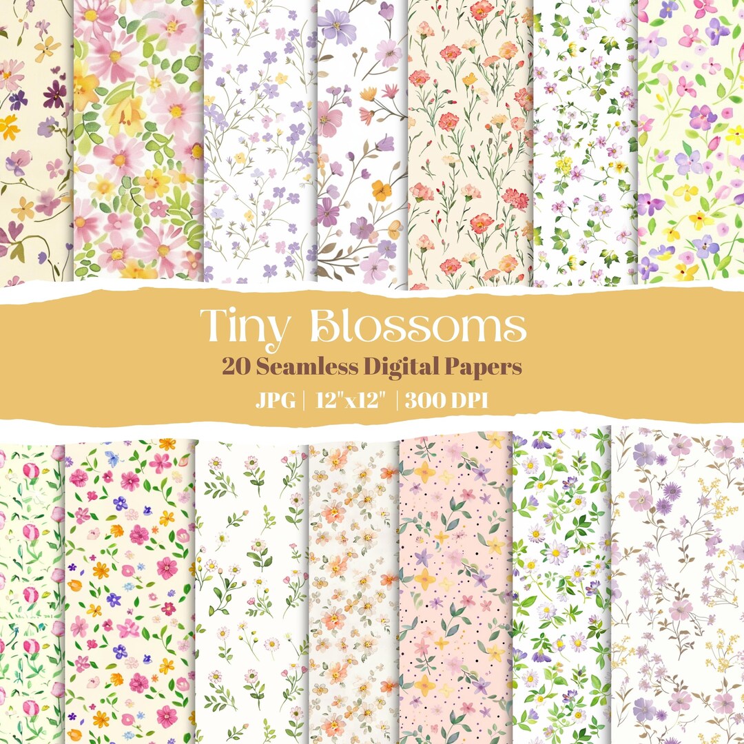 Watercolor Floral Digital Paper: 20 Seamless Pastel Wildflower Patterns ...