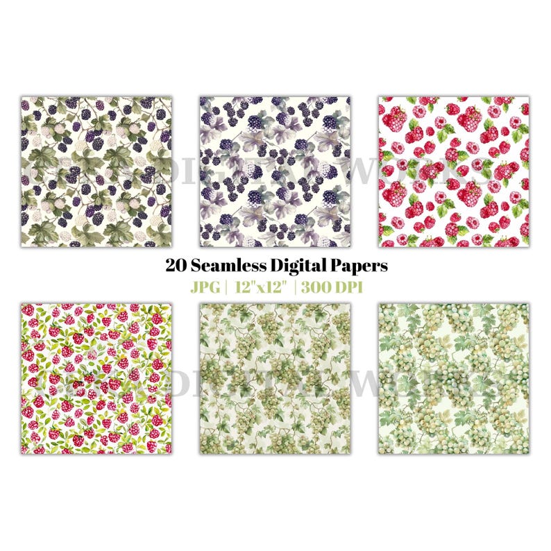 Fruit-themed Digital Paper Pack, Seamless Watercolor Patterns With ...
