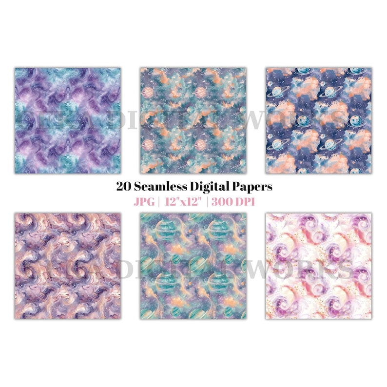 Galaxy Digital Paper Bundle, Colorful Starry Sky Backgrounds for ...