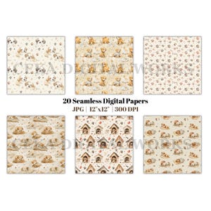 Watercolor Dog Digital Paper Bundle, 20 Seamless Patterns, Puppy ...