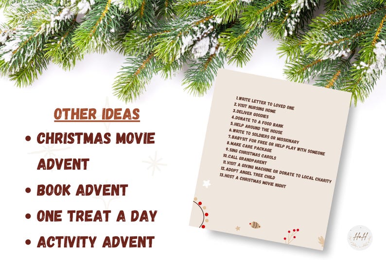 Editable Christmas Advent Calendar for Couples & Families Digital ...