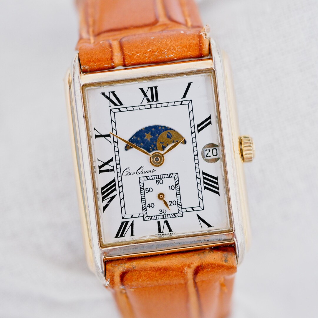 Osco Moon Phase Tank Vintage Watch Women, Vintage Ladies Watch, Small ...