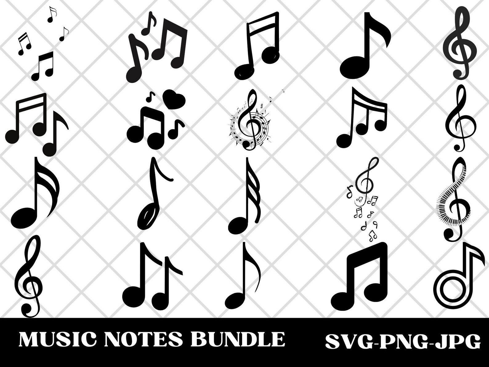 Music Notes Svg Bundle, Guitar Note Svg, Music Lover, Marching Band Svg ...