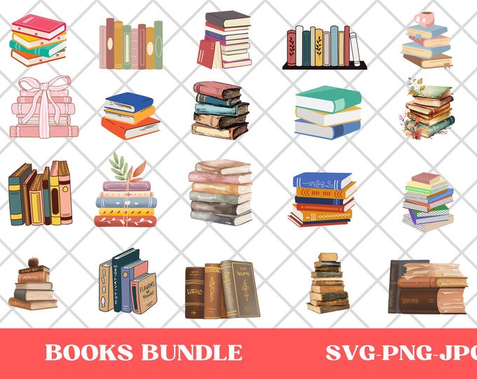 Stack of Books SVG, Svg Files for Cricut, Book SVG, Book Cut File, Book ...