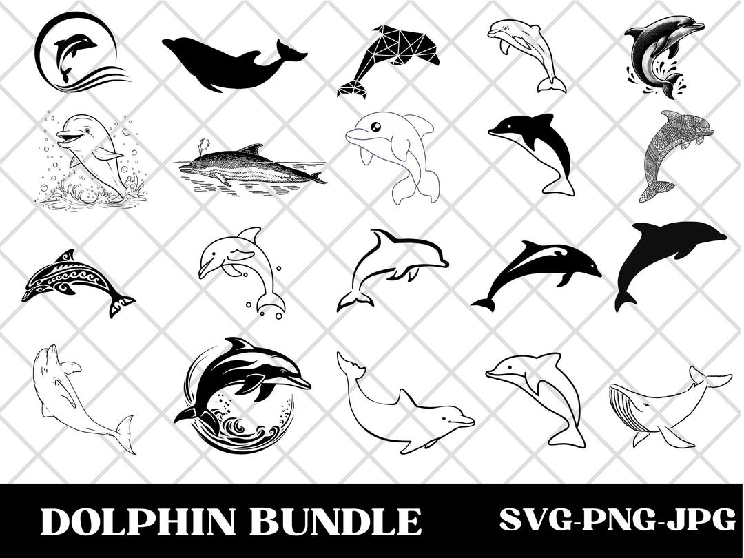 Dolphin Svg Files SVG, PNG, JPG Commercial Use, Shark Cut File, Digital ...