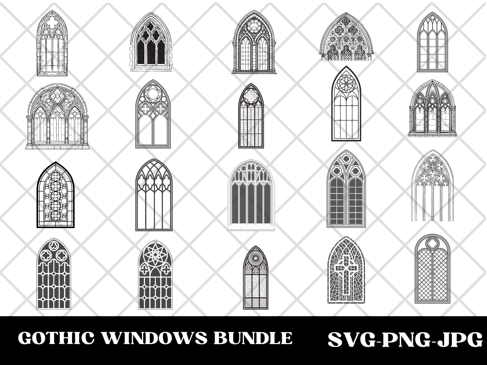 Gothic Windows Bundle Svg, Gothic Windows Clipart, Window Cut Files for ...