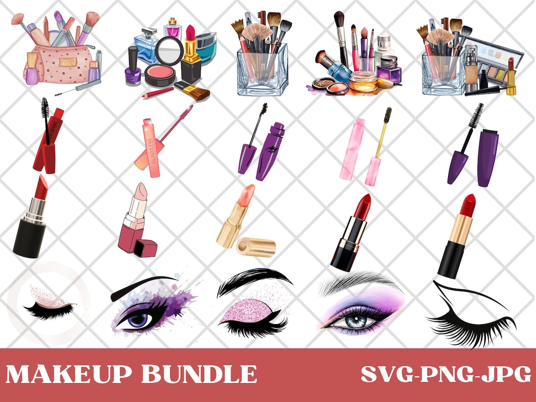 Makeup Svg Bundle, Makeup Clipart, Eyelashes Svg, Lips Svg, Eyeshadow ...