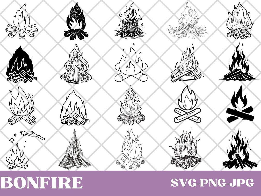 Campfire SVG Bundle Set of 20 Campfire Vector Designs, Campfire, Bonfire Clipart, Perfect for ...