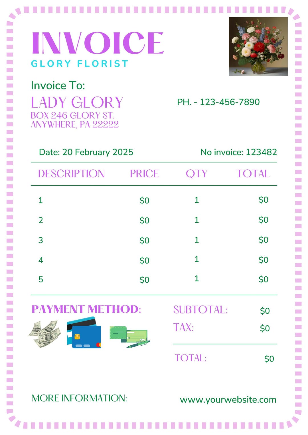 FLOWER SHOP INVOICE Template - Etsy