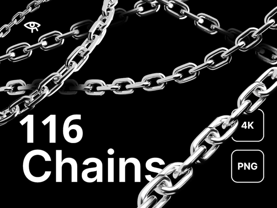 116 Chrome Chain Objects · 116 Pack · Y2K · Chrome and Rust Look · PNG ...