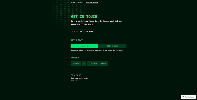 Hacker · Framer Template · Framer Theme · Framer Template for Personal ...