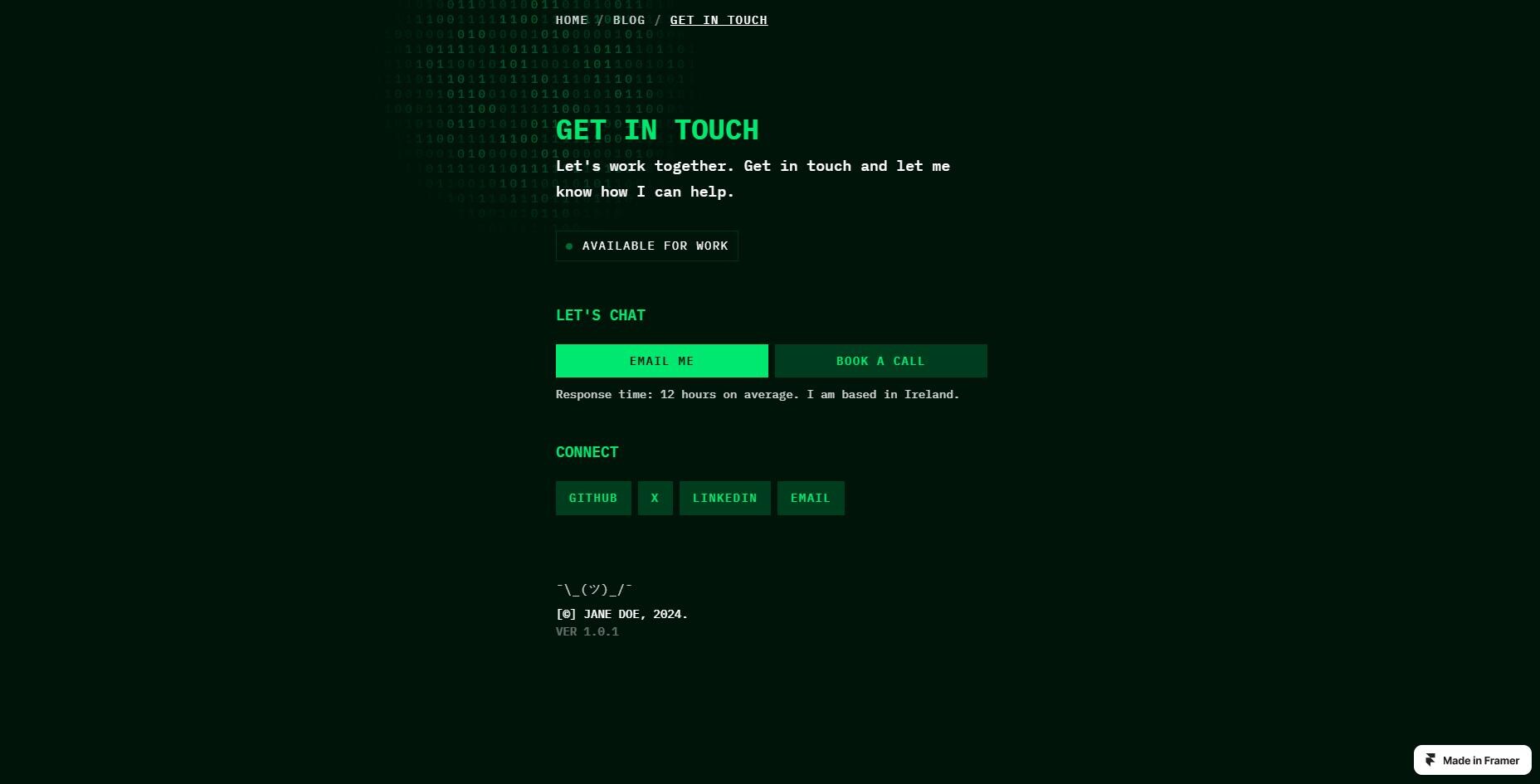 Hacker · Framer Template · Framer Theme · Framer Template for Personal ...
