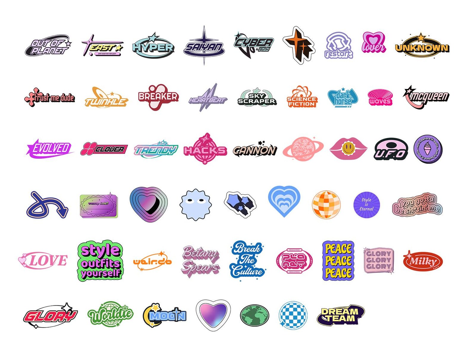 102 Fancy Y2K Aesthetic Sticker Icons · 102 Pack · Y2K · Aesthetic ...