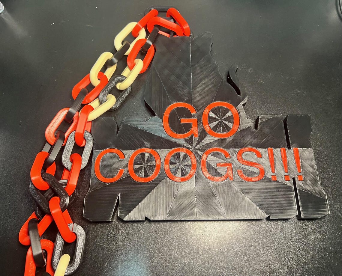 UH Houston Cougars "coogs" Custom Ultimate Fan Large Logo Chain - Etsy