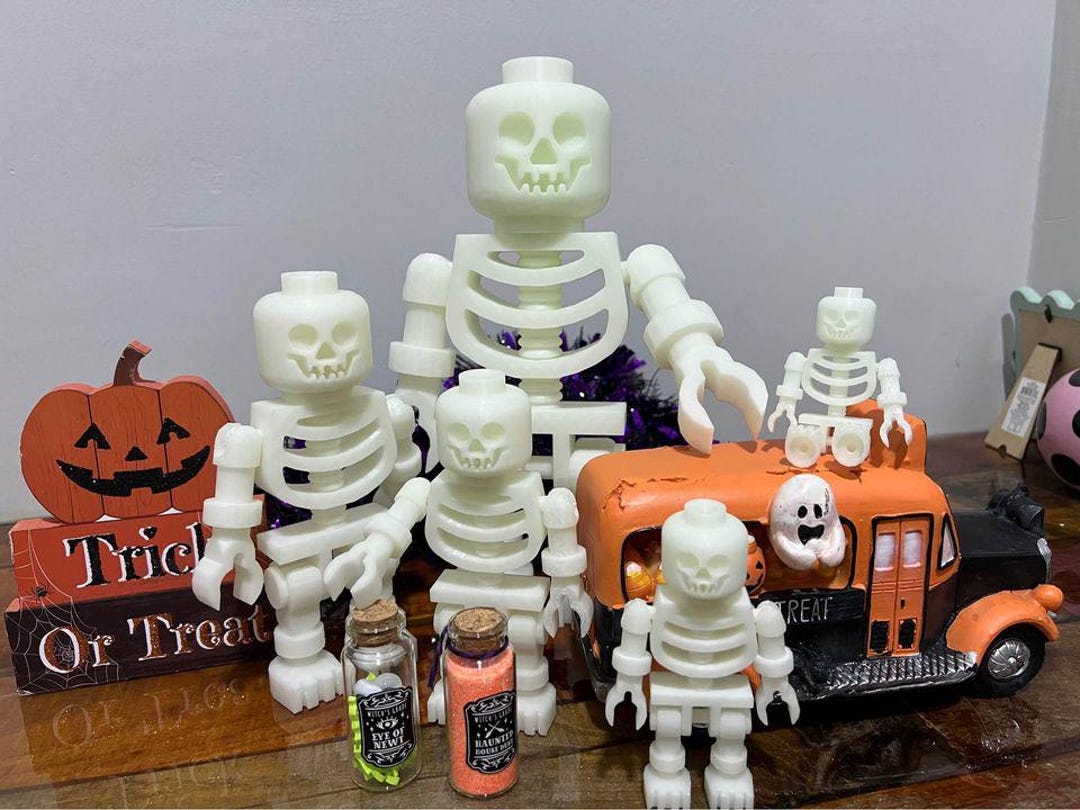 3D Printed Brick Halloween Glow in the Dark Skeletons Various Sizes - Etsy