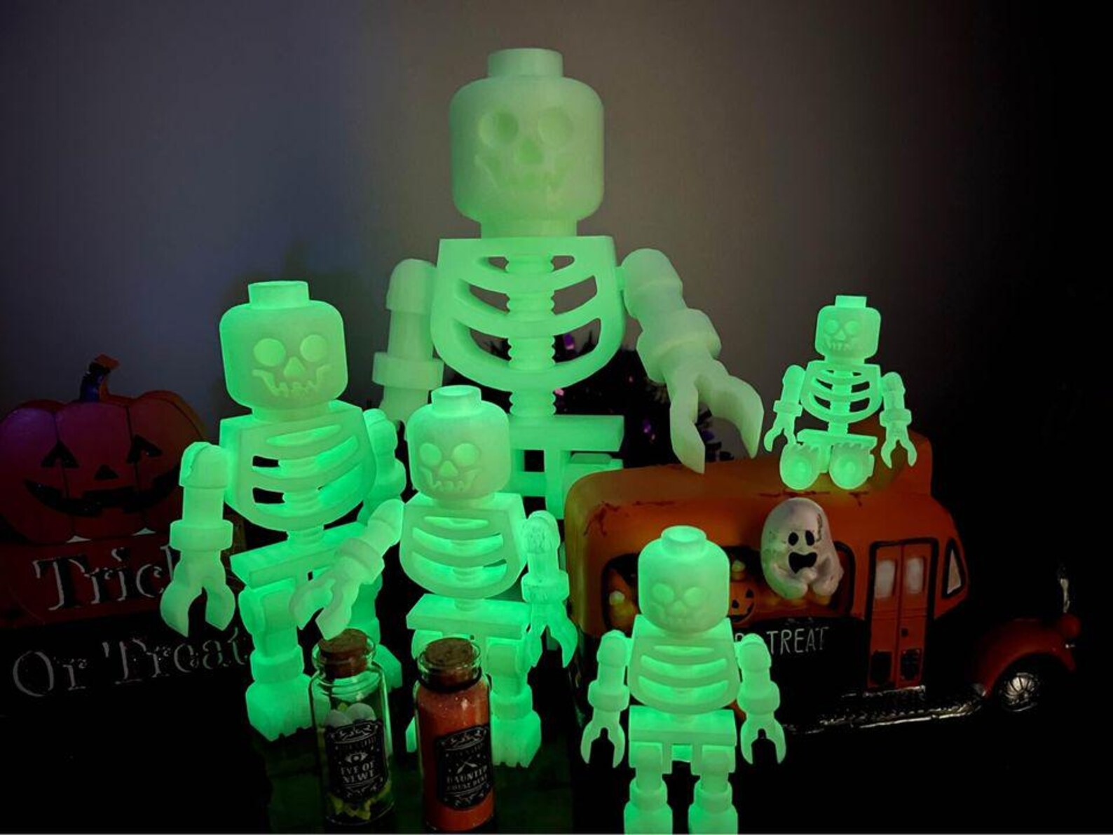 3D Printed Brick Halloween Glow in the Dark Skeletons Various Sizes - Etsy