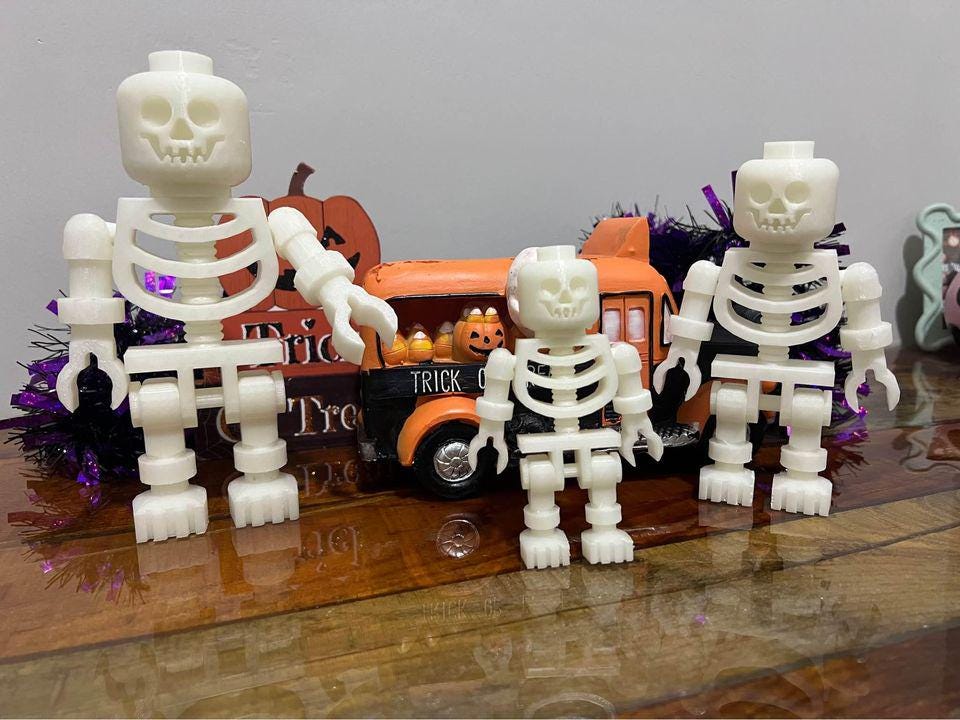 3D Printed Brick Halloween Glow in the Dark Skeletons Various Sizes - Etsy