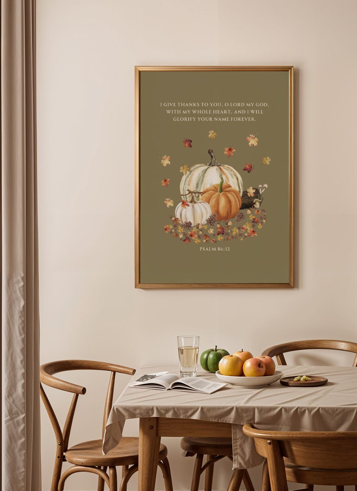 Psalm 86:12 Fall Thanksgiving Wall Decor Christian Bible Verse Print ...