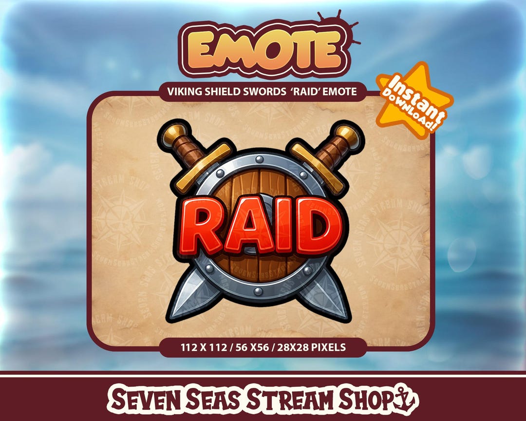 Viking Shield RAID TWITCH EMOTE // Norse Stream Icons // Cartoon Raid ...