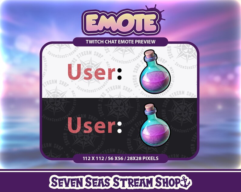 Purple Potion Emote // Cute Whimsical Violet Vial Magical Potion Bottle ...