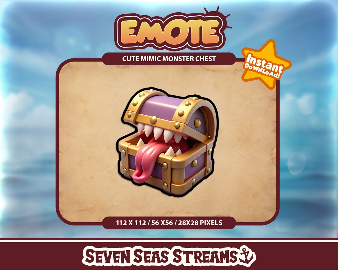 Cute Monster Mimic Chest Emote // Fantasy Tabletop Streamer Graphic ...