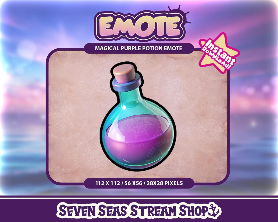 Purple Potion Emote // Cute Whimsical Violet Vial Magical Potion Bottle ...